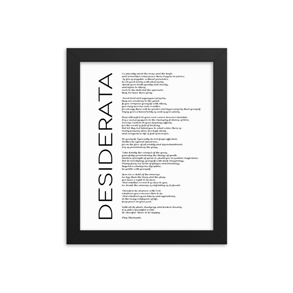 Desiderata Print Framed Poem by Max Ehrmann Inspirational - Etsy