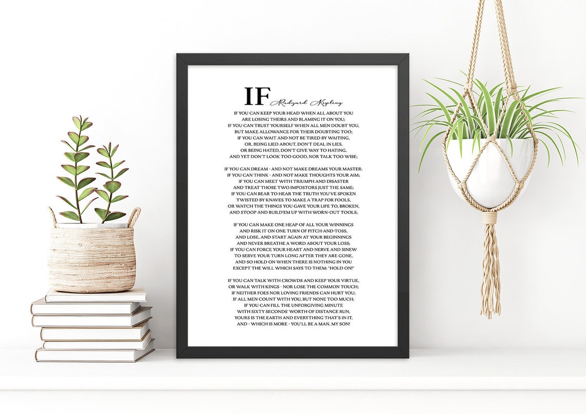If Poem by Rudyard Kipling Printable Digital INSTANT DOWNLOAD Art ...