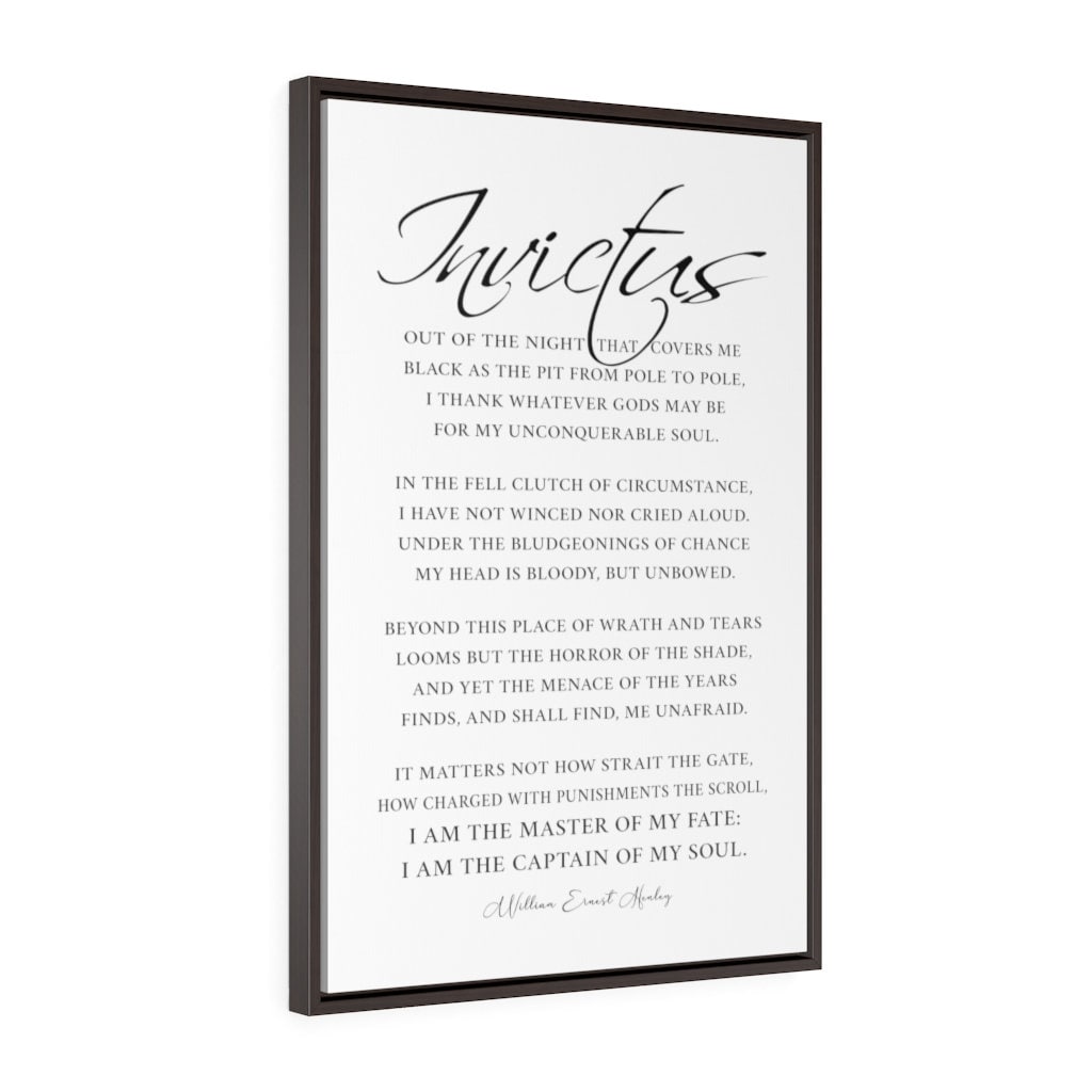 Invictus Poem On Large Framed Canvas Quote Print By William Etsy