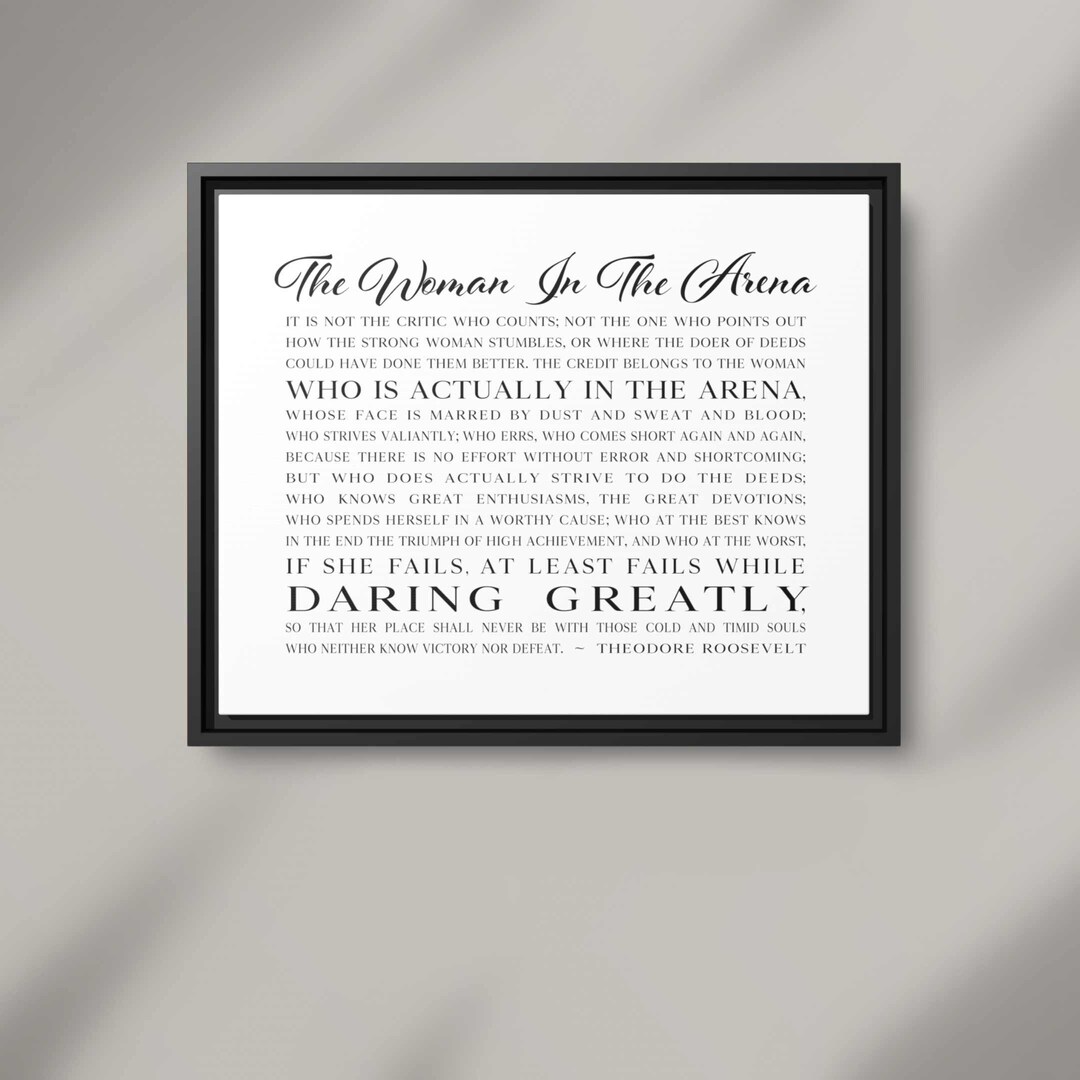 Daring Greatly Quote: Woman in the Arena Framed Canvas Art - Etsy