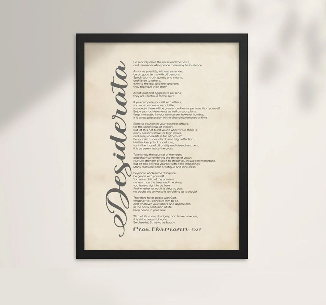 Desiderata Framed and Unframed Art Prints, Max Ehrmann Peom Wall Art ...