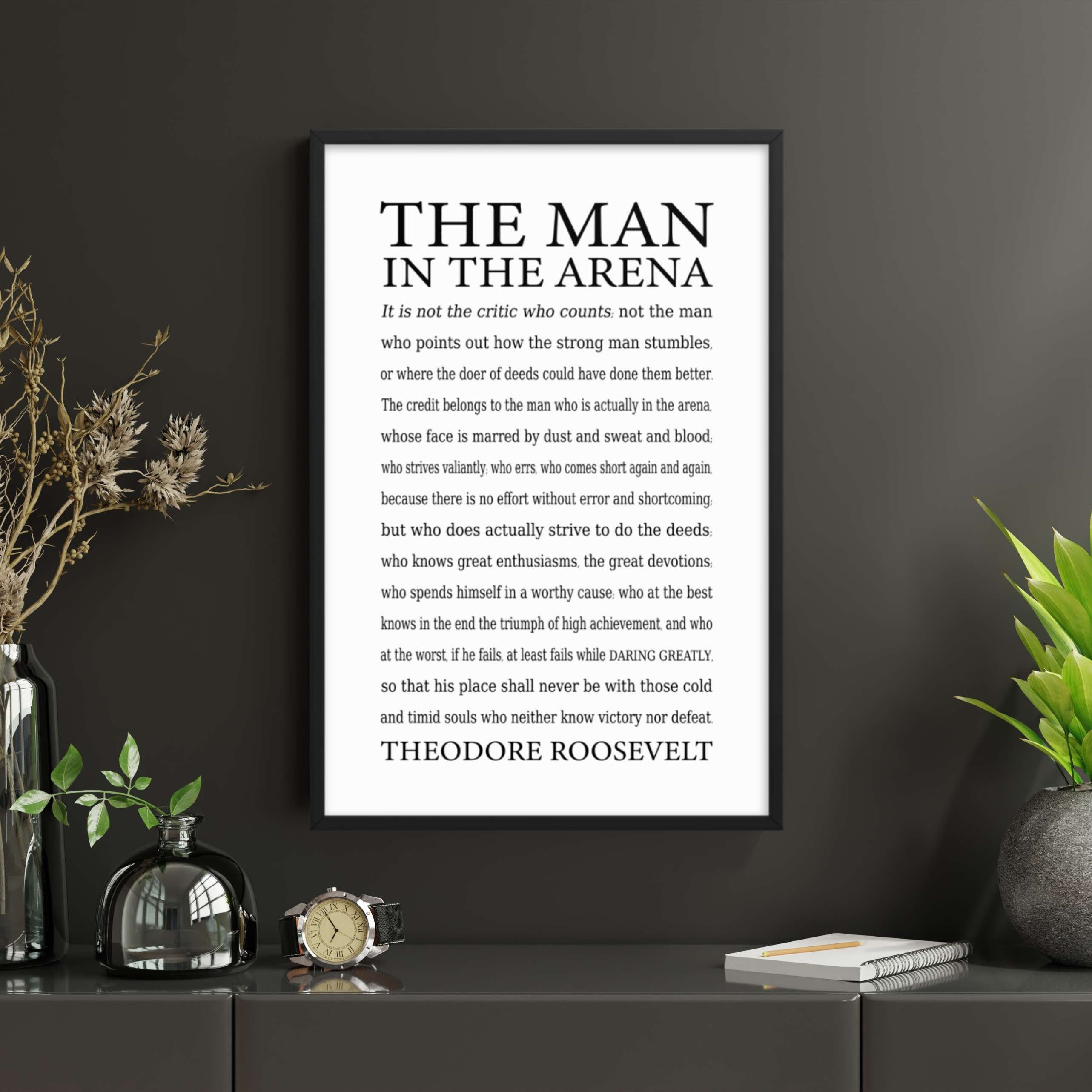The Man in the Arena Printable Quote by Theodore Roosevelt - Etsy