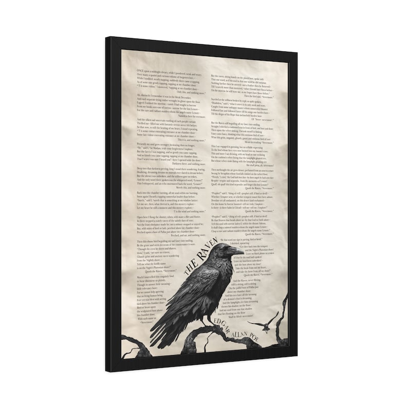 Raven Poem by Edgar Allan Poe, Raven Wall Art, Supernatural Tale of ...