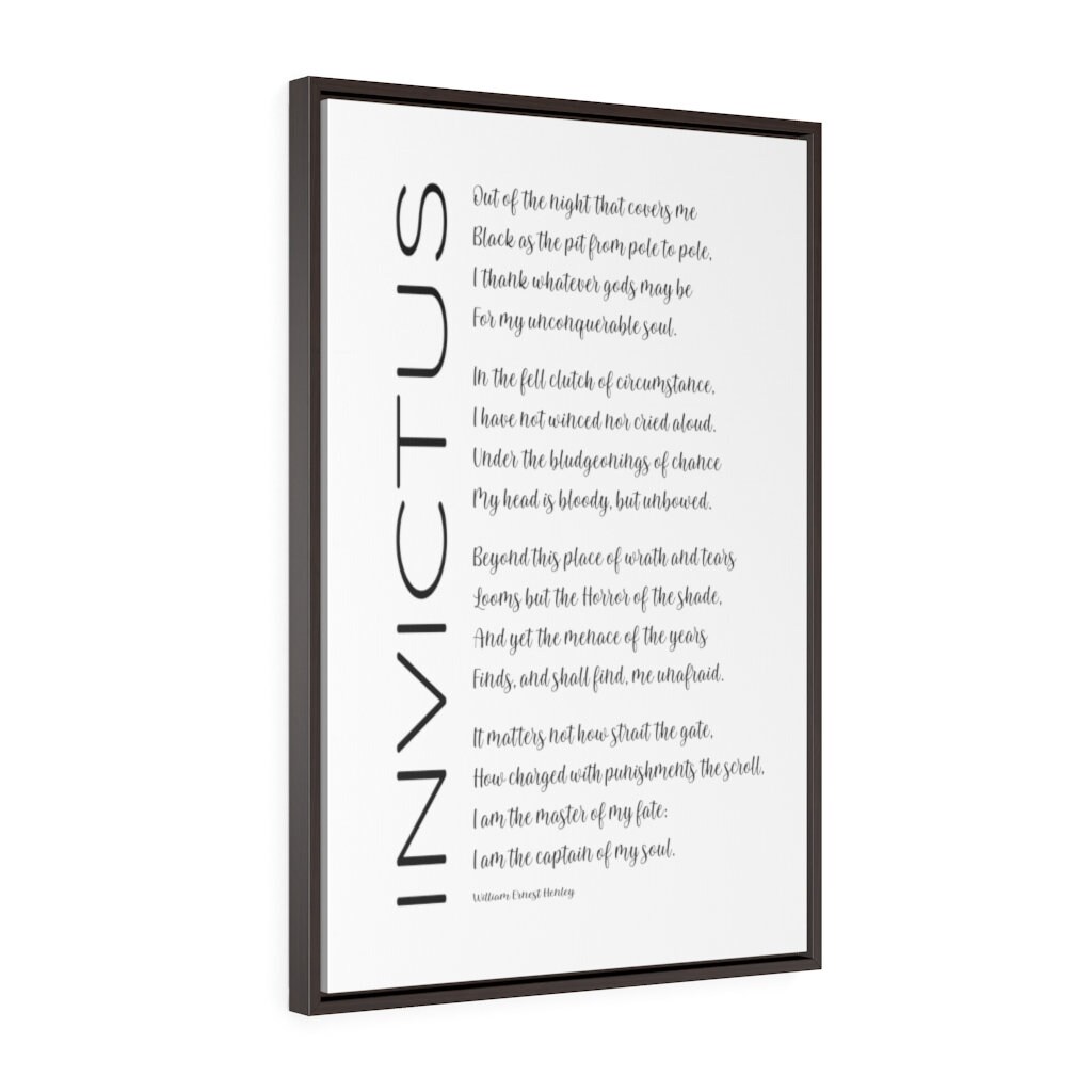 Invictus Poem on Large Framed Canvas, Inspirational Frame Quote by Poet ...