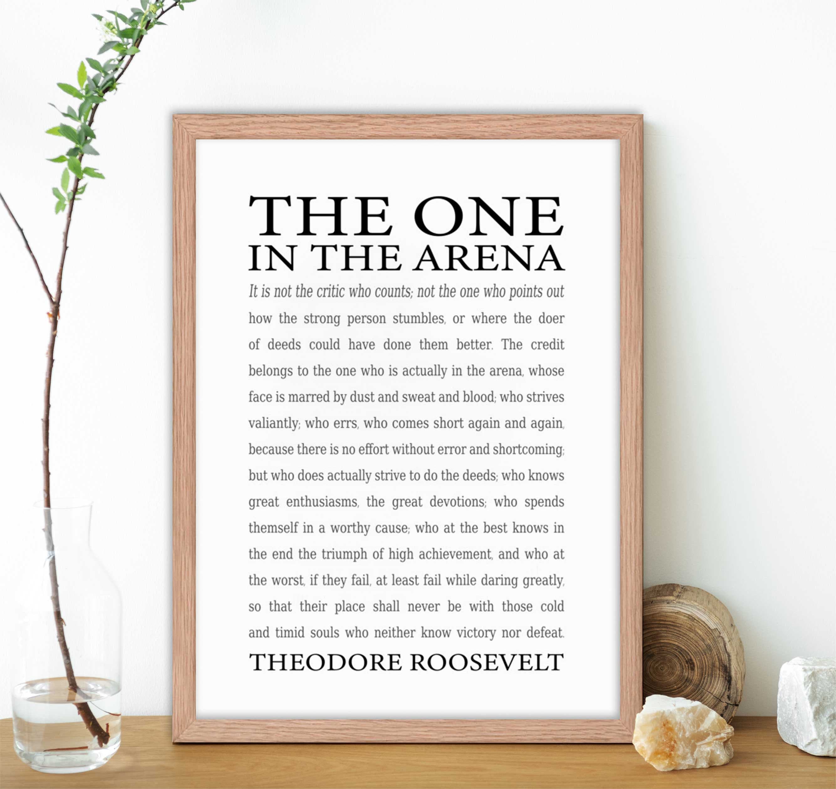 Theodore Roosevelt 'the Arena' Quote Art Print - Framed Inspirational ...
