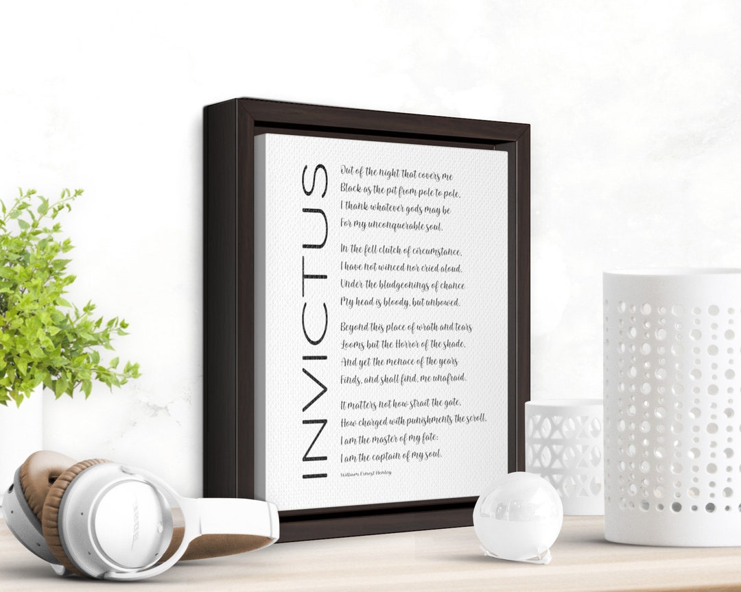 Invictus Poem Framed Canvas Print: Inspirational Wall Art - Etsy