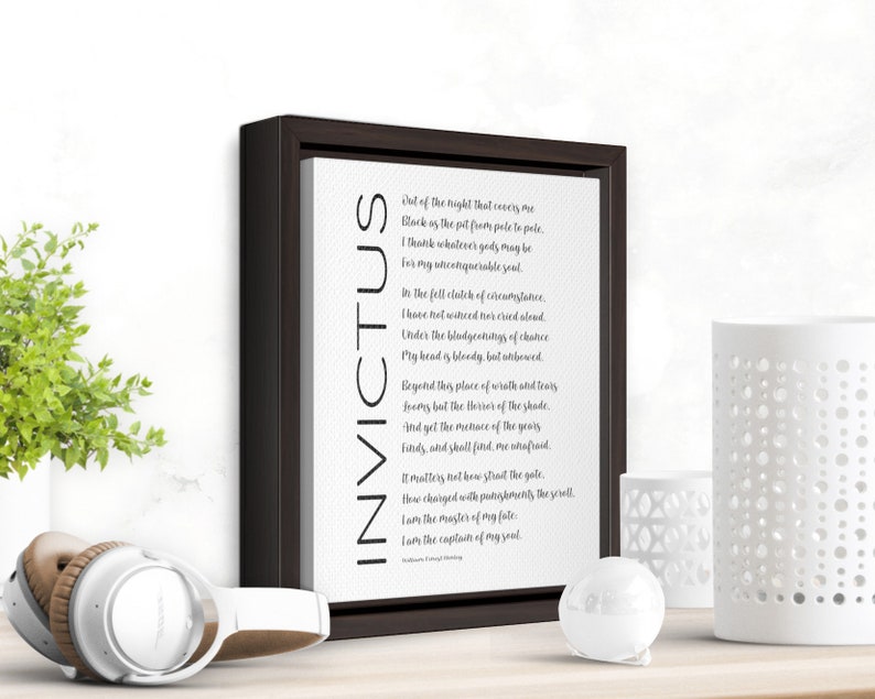 Invictus Poem on Framed Canvas Print by William Ernest Henley ...