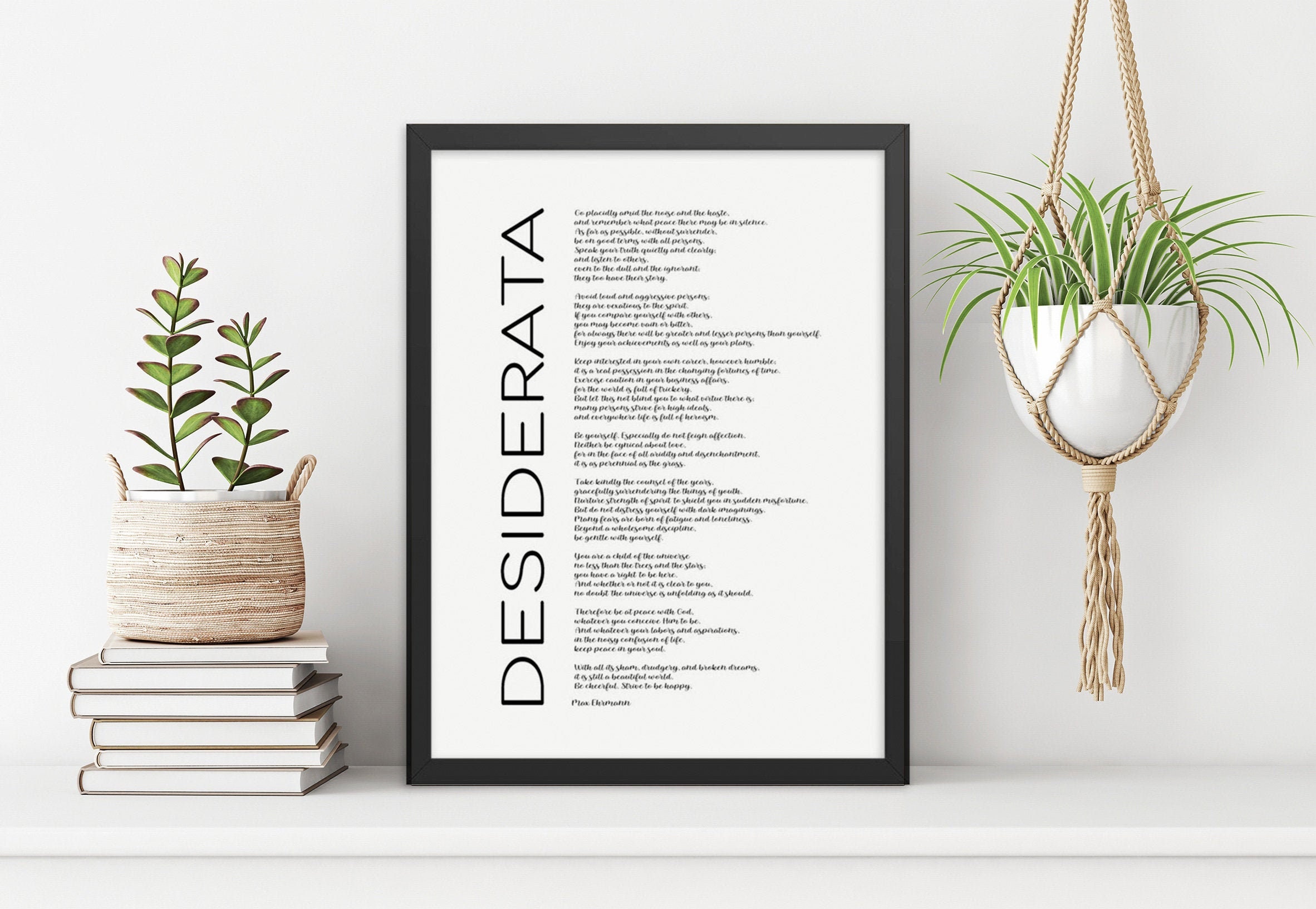 Desiderata Print Framed Poem by Max Ehrmann Inspirational - Etsy