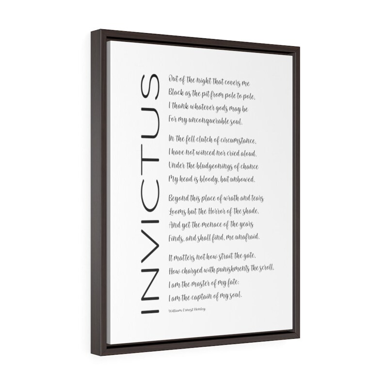Invictus Poem on Large Framed Canvas, Inspirational Frame Quote by Poet ...