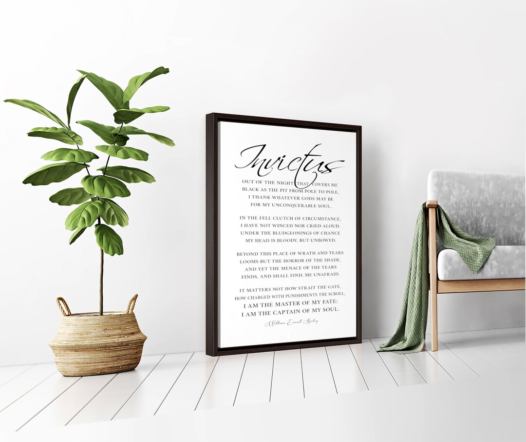 Invictus Poem on Large Framed Canvas, Quote Print by William Ernest ...