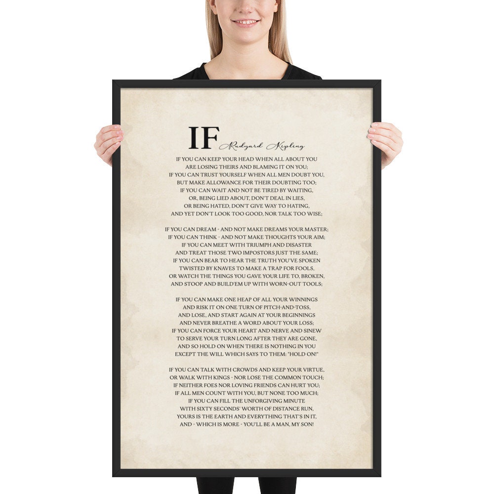 Rudyard Kipling Poem - Framed If Poem Print on Vintage Parchment ...