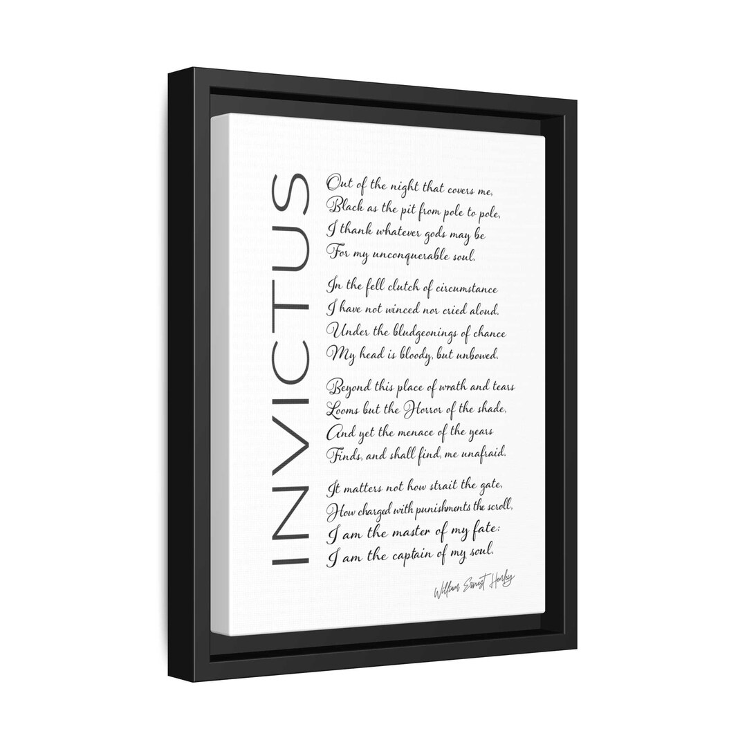 Invictus Poem Framed Canvas Print: Inspirational Wall Art - Etsy