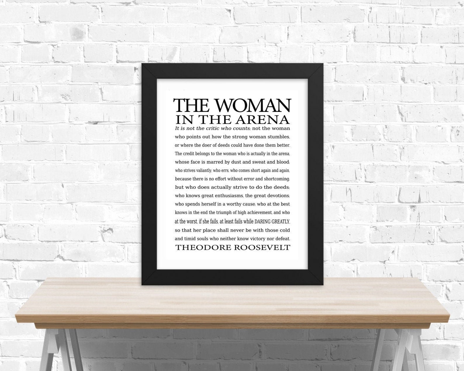 The Woman in the Arena Quote Art Print - Theodore Roosevelt (instant ...