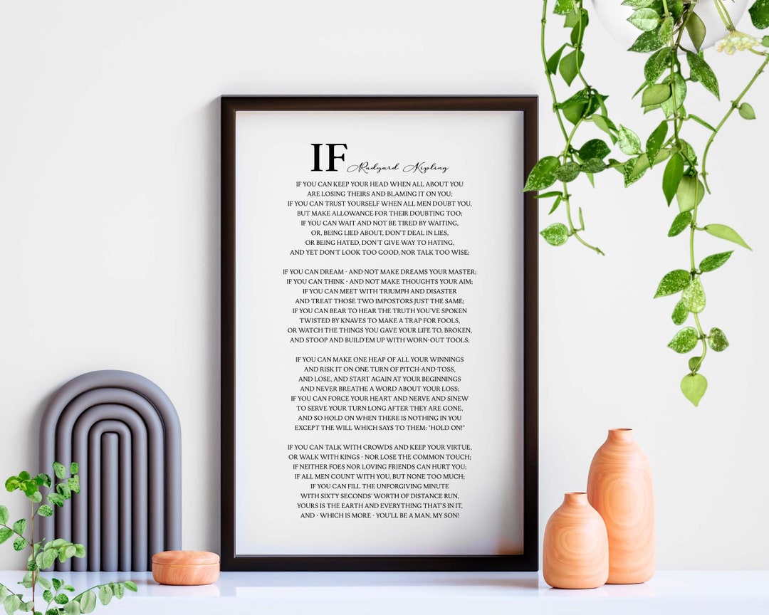 If Poem by Rudyard Kipling - Framed Print, Gift for Son, Gift for Him ...