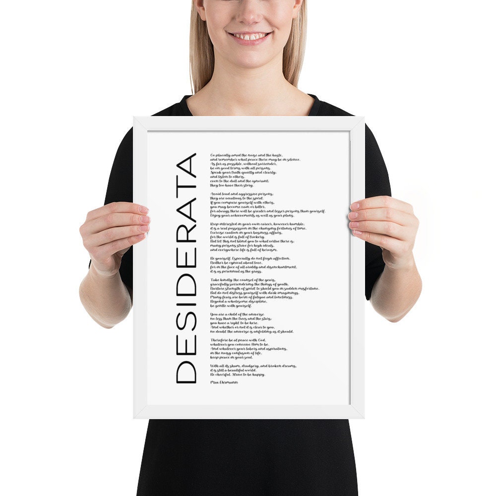 Desiderata Print Framed, Poem by Max Ehrmann Home and Office Decor ...