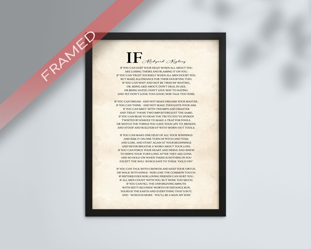 Rudyard Kipling Poem Framed If Poem Print on Vintage - Etsy UK