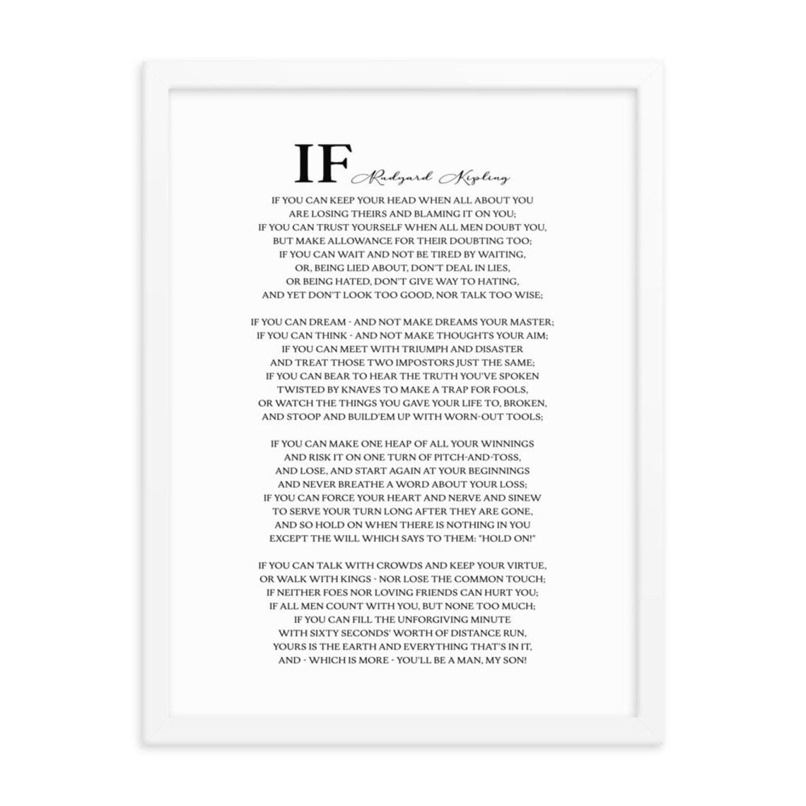 If Poem by Rudyard Kipling Printable Digital INSTANT DOWNLOAD Art ...