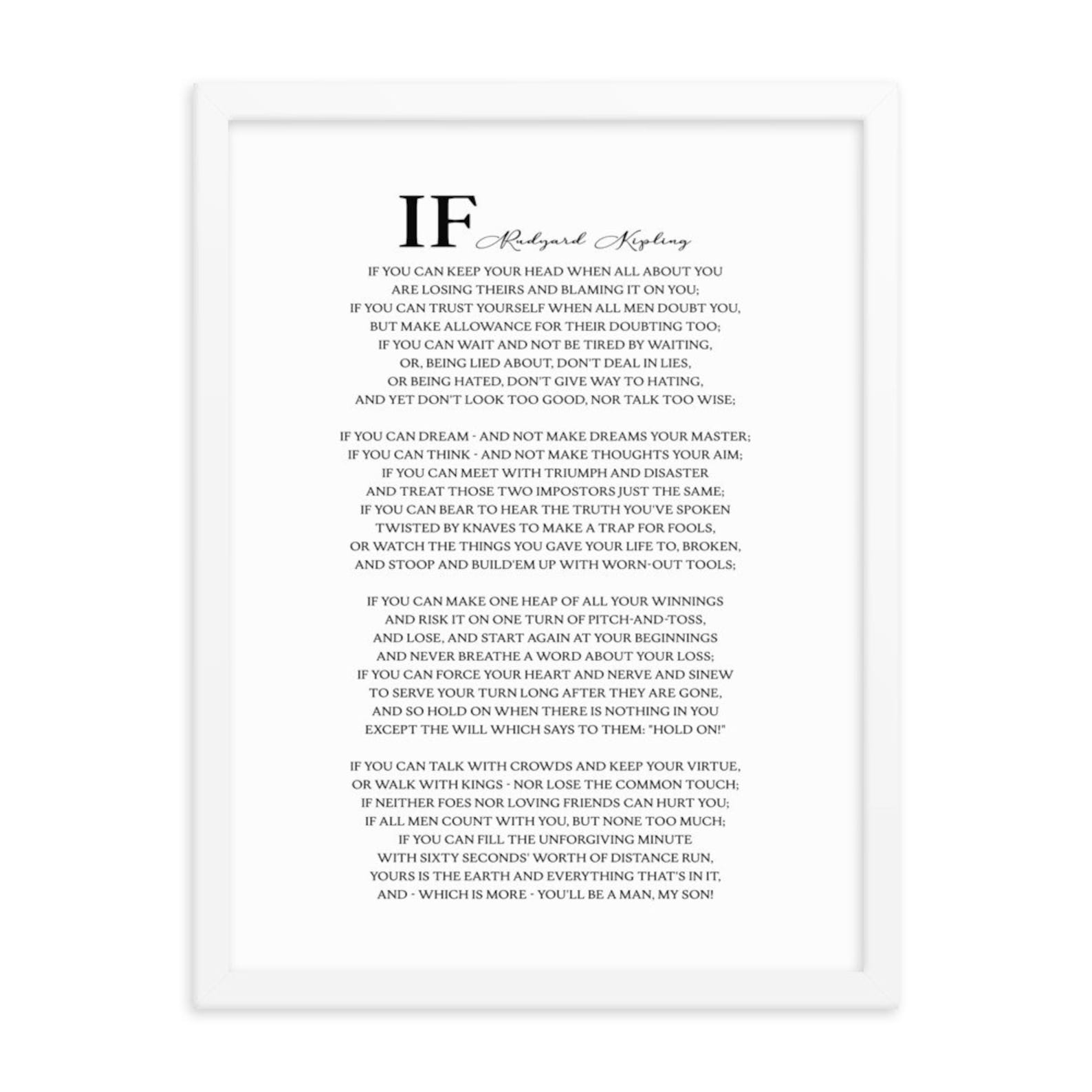 If Poem by Rudyard Kipling Printable Digital INSTANT DOWNLOAD Art ...