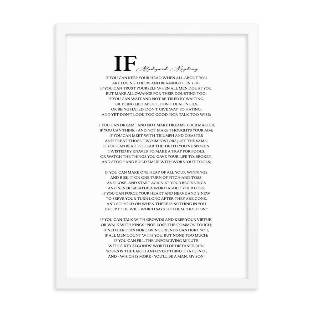 If by Rudyard Kipling Poem Print: Printable Inspirational Saying Wall ...