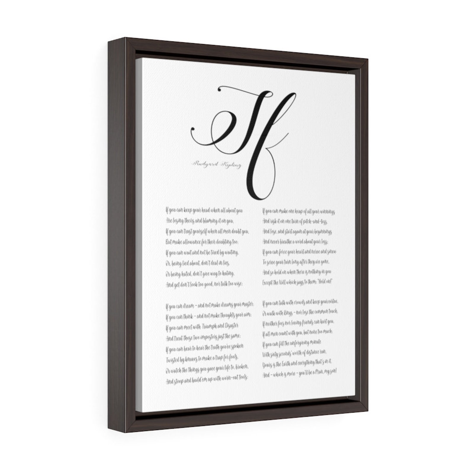 If Poem on Framed Canvas Quote Print by Rudyard Kipling Gift | Etsy