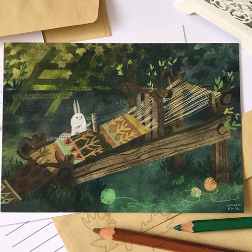 Postcard Moth Weaves Moth Postcard Sew Card Handmade Postcard - Etsy