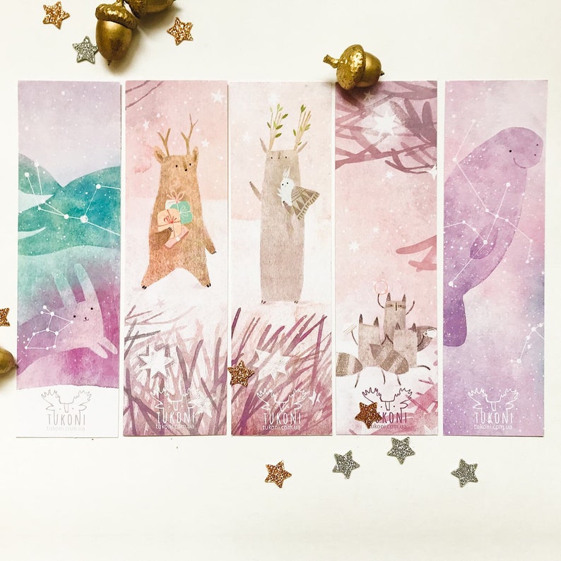 Bookmarks Set of 5 Cute Bookmark Cute Stationary Animal | Etsy