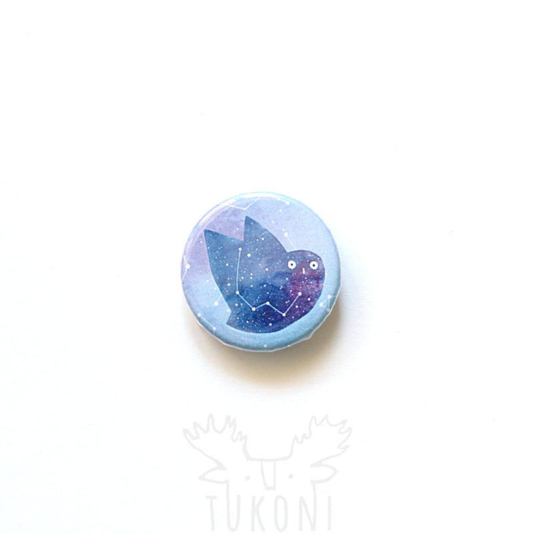 Owl Badge Owl Cassiopeia Constellation Badge Owlpin Owl Button Owl ...