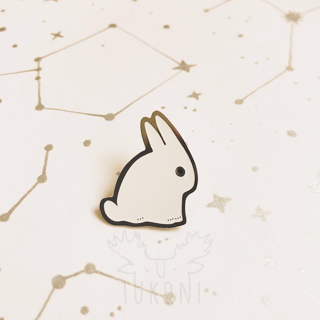 White Bunny Enamel Pin • Cute Rabbit Enamel Pin • Hare Enamel Pin ...