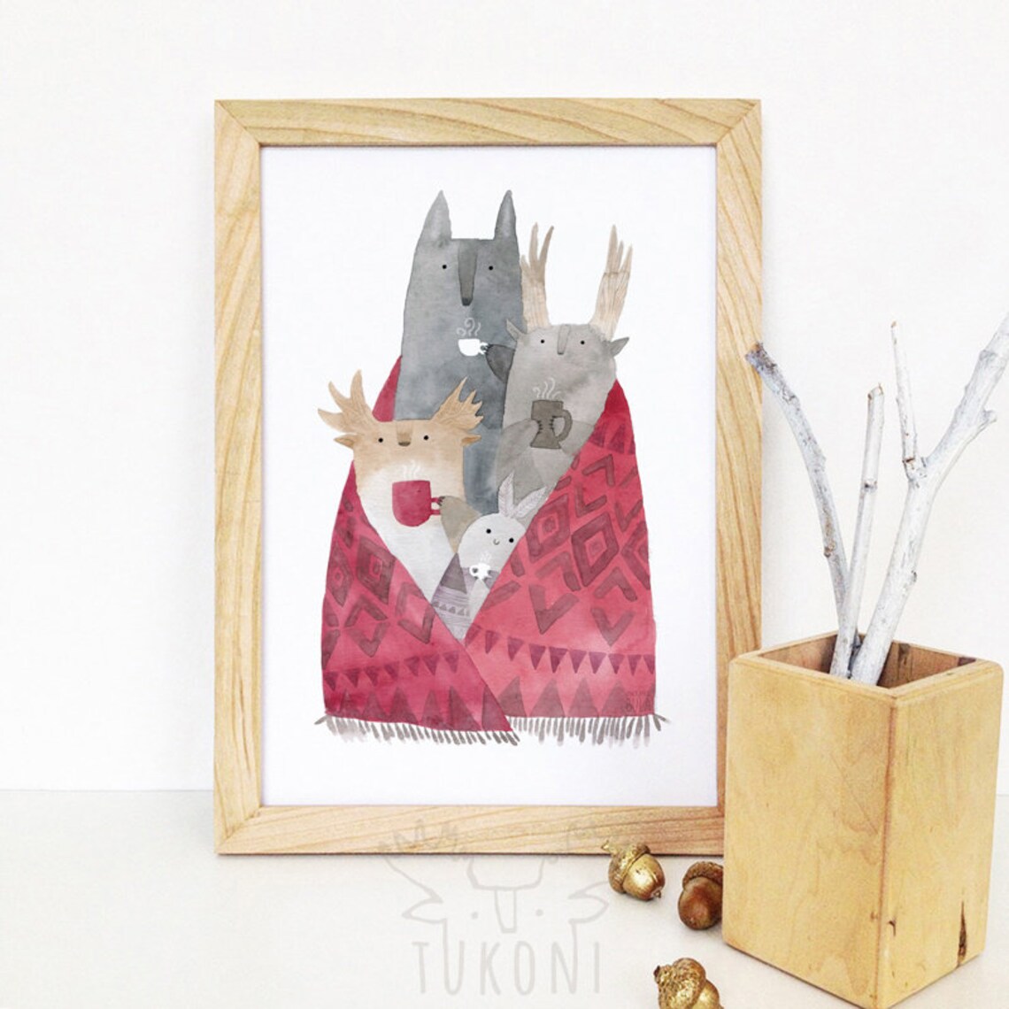 Tukoni and Friends Drink Tea Poster A4/a3 Animal Art Print - Etsy