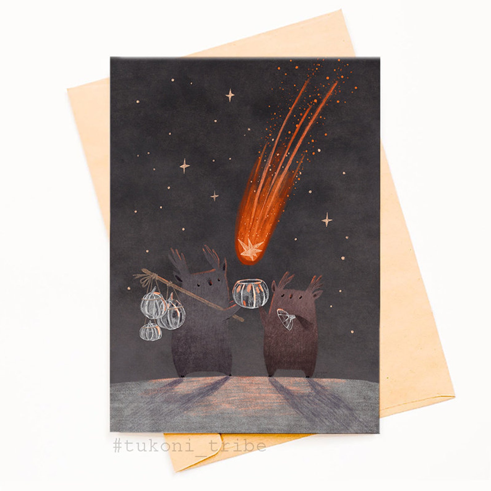 A Comet Postcard Christmas Card Cute Greeting Cards Catch a - Etsy