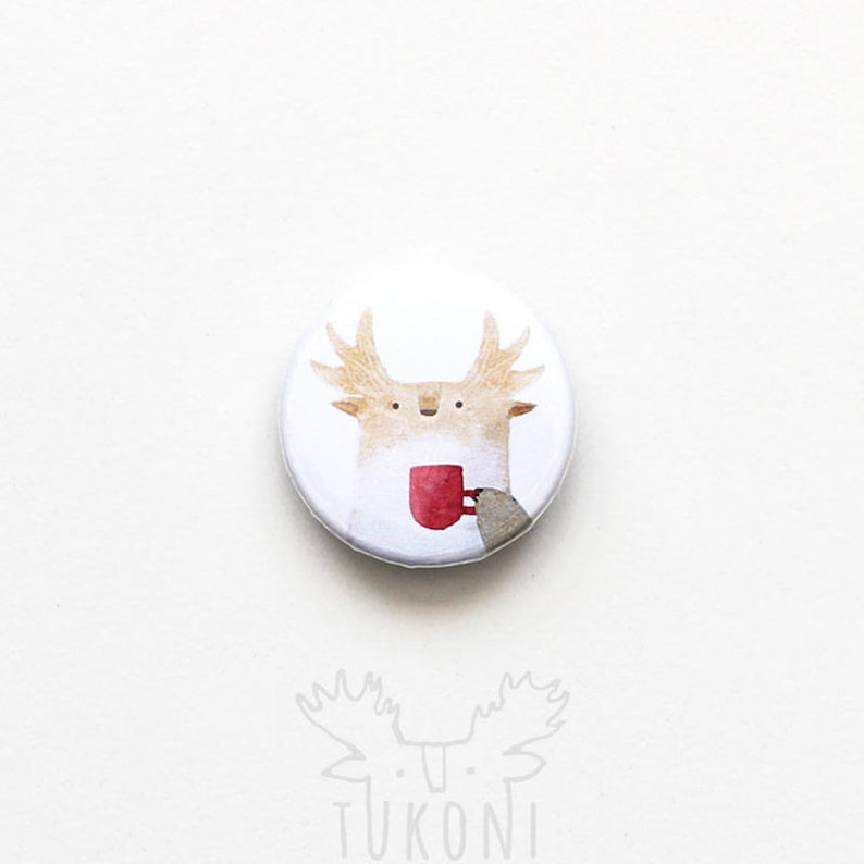 Tukoni With Red Cup Button Animal Button Badge Pin Animal | Etsy