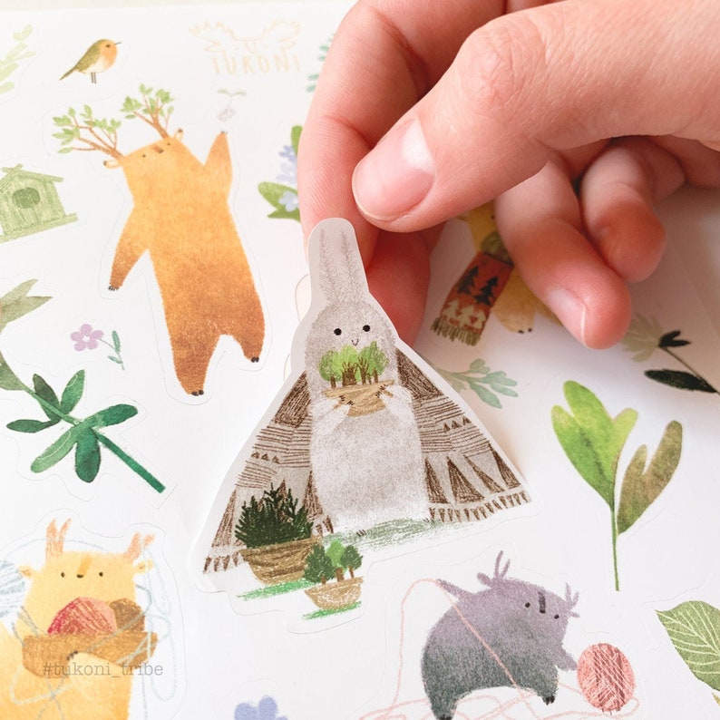 Little Forest Stickers Sheet, Cute Watercolor Stickers, Matte Vinyl ...