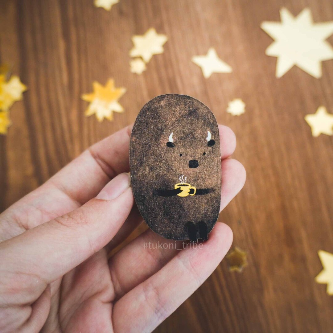 Cute Bison Wooden Brooch, Buffalo Brooch Pin Badge, Bison Accessories ...