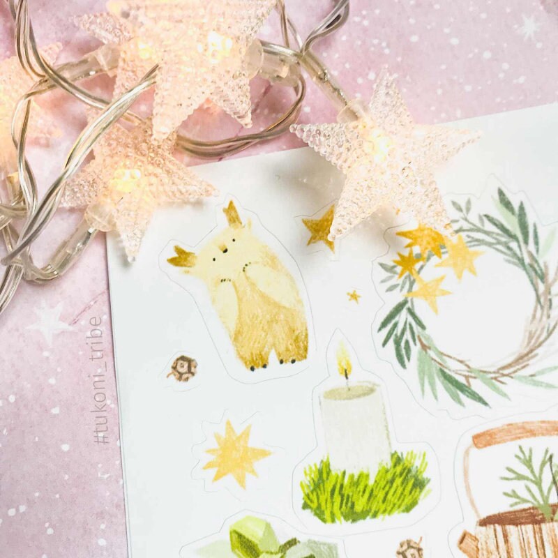 Oak and Holly Tree Spirit Sticker Christmas Sticker Set New Year ...