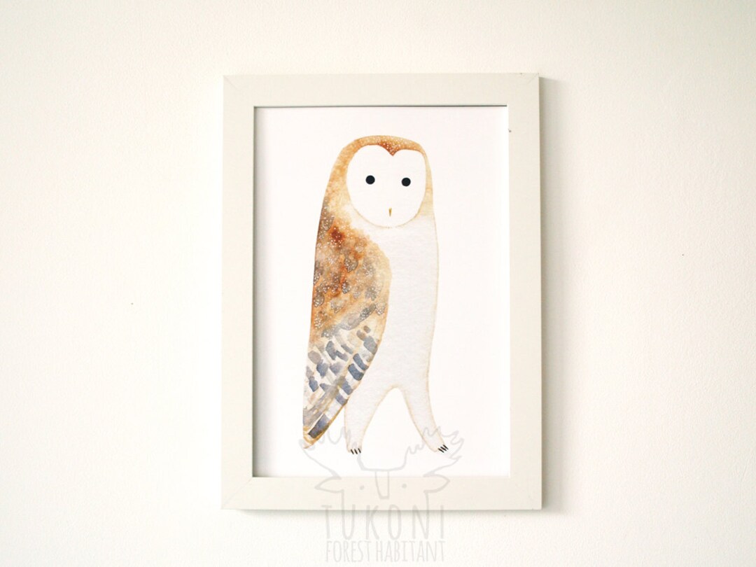 Barn Owl Poster A4 Barn Owl Print Barn Owl Painting Barn Owl Art ...
