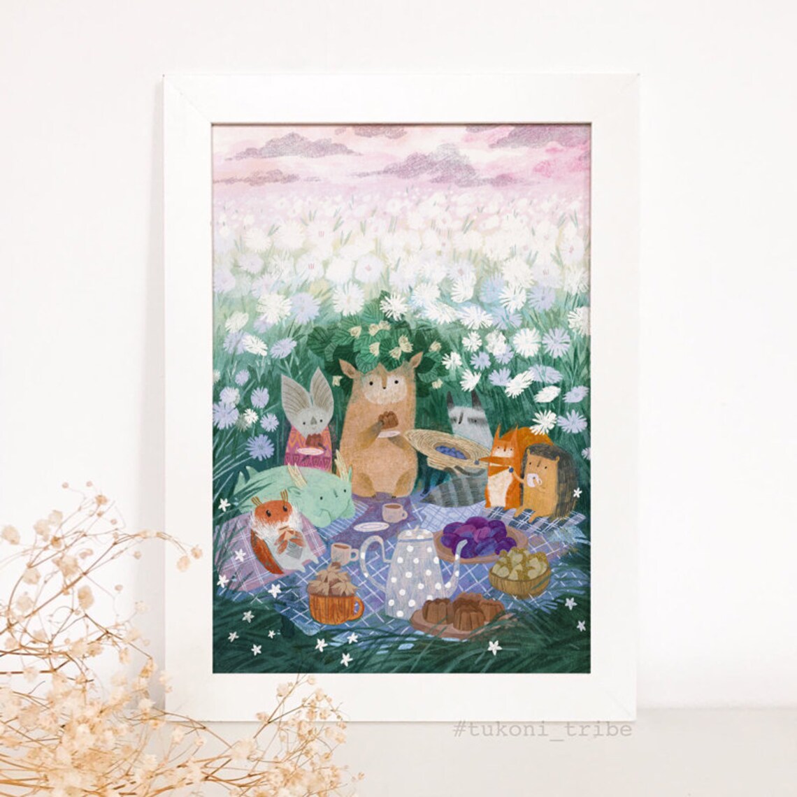 Summer Picnic Tukoni With Friends, Woodland Kids Room Decor, Children ...