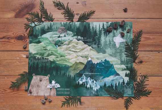 Map of Carpathian Mountains Ukraine Carpathians Map Children | Etsy
