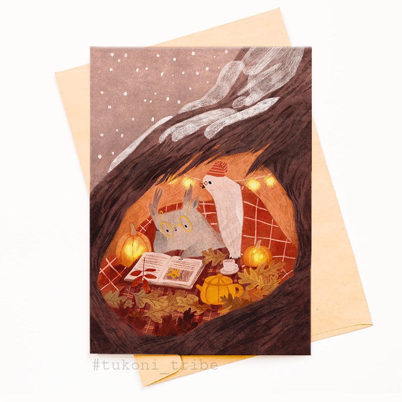 Cozy Reading Postcard Cute Card Book Lover Gift Postcard - Etsy