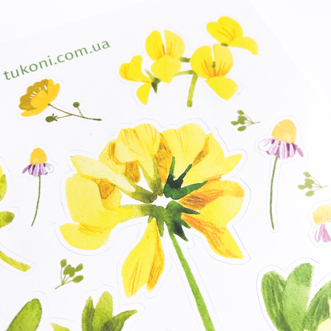 Flower Stickers Sheet Buttercup - Yellow Wildflowers Stickers - Matte ...