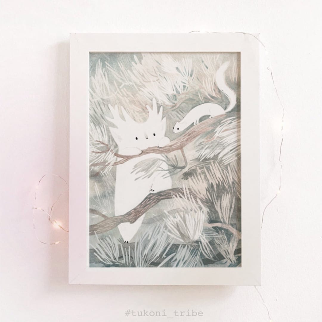 Ermine and White Tukoni Print, Ermine Print Children Illustration ...