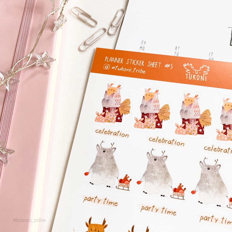 Christmas Planner Stickers 5 Cute Planner Stickers Animal | Etsy