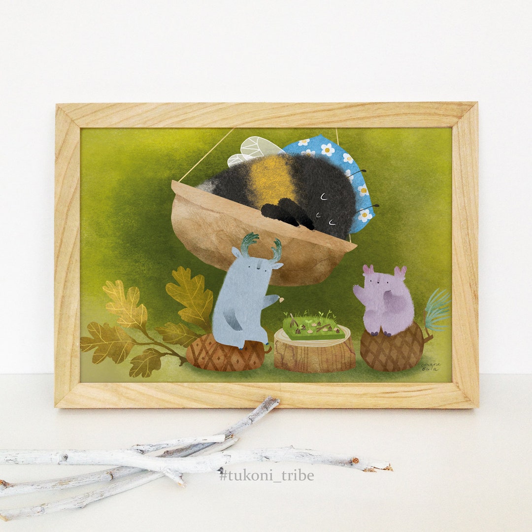 Tukoni Put to Sleep Bumblebee Print, Watercolor Art Print, Children ...
