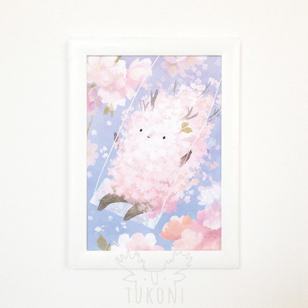 Cherry Blossom Tukoni Poster Spring Art Print Forest Spirit, Woodland ...