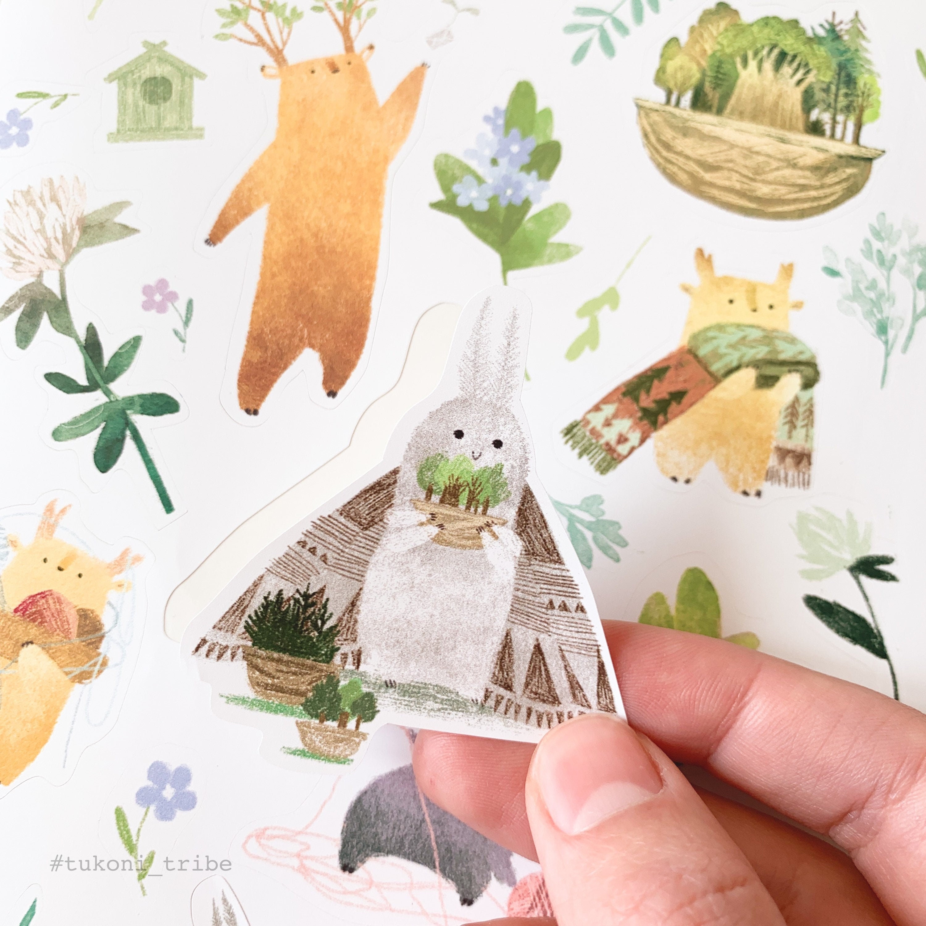 Little Forest Stickers Sheet Cute Watercolor Stickers Matte - Etsy