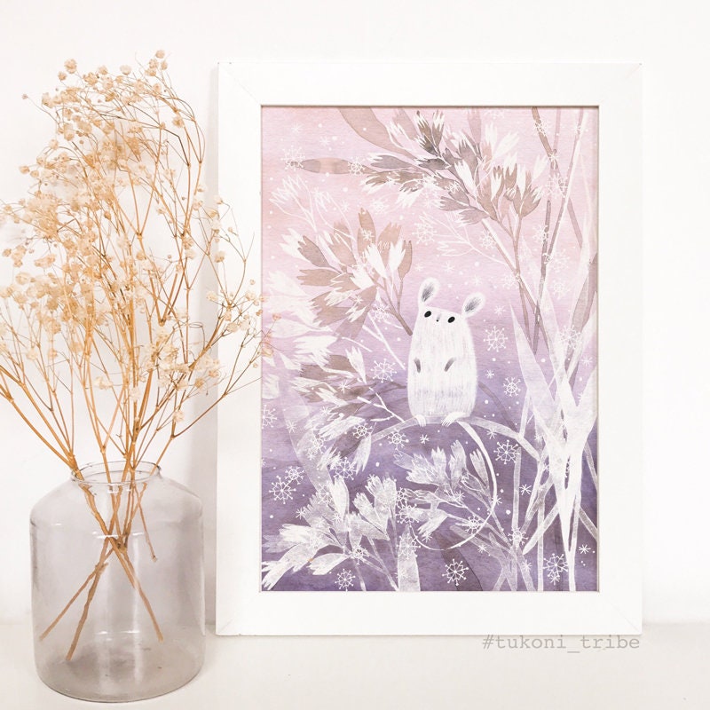 White Mouse Print A4/A3 Mouse Illustration Print Animals | Etsy