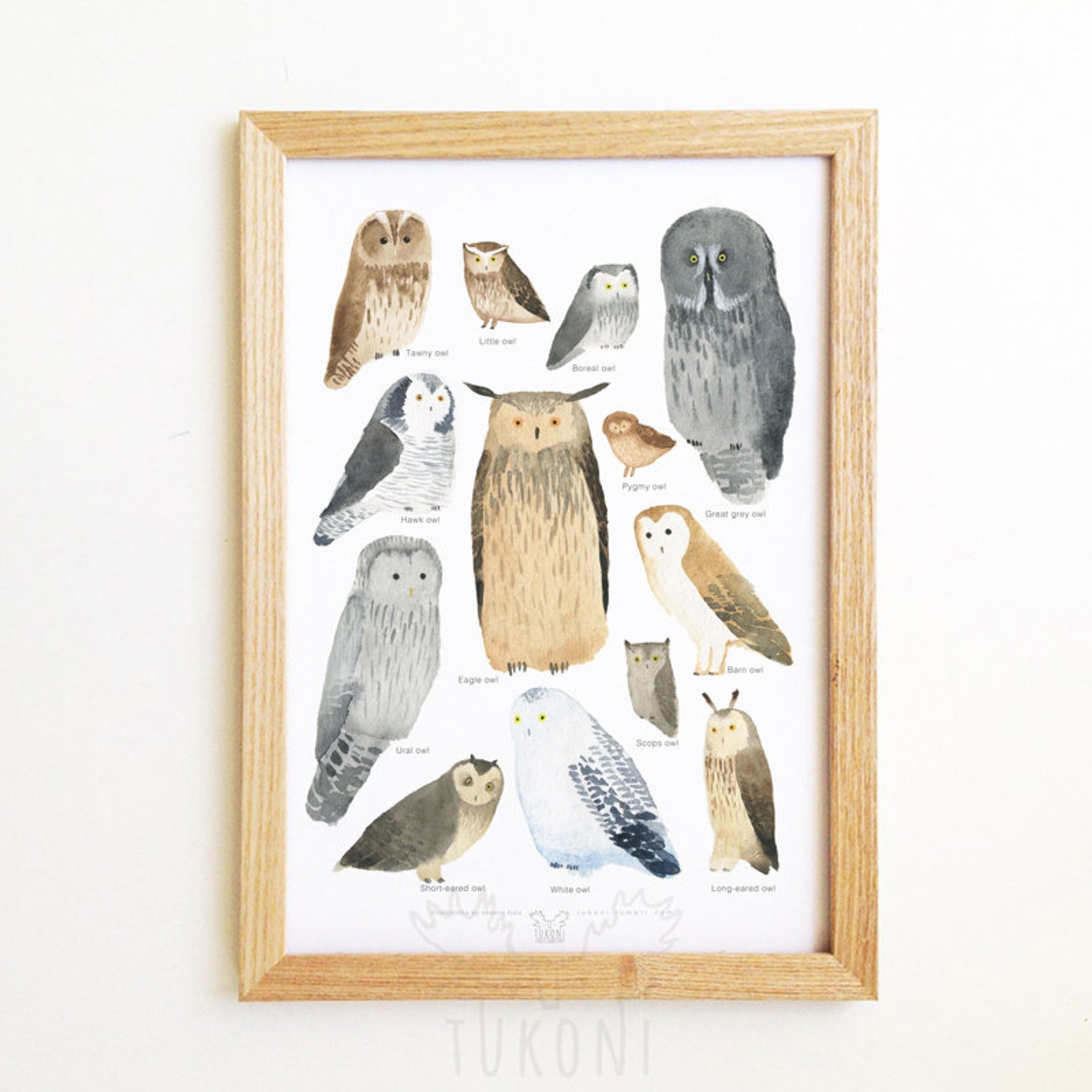 Owls A3 Print Watercolor Poster Owl Poster Owl Print Owl Art - Etsy