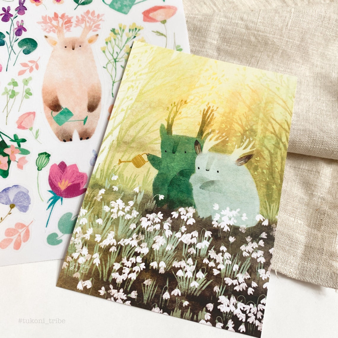 Postcard Tukoni Water Wild Flowers Snowdrops Card Greeting | Etsy