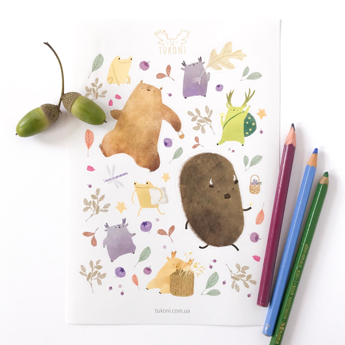 Animal Stickers Tukoni Stickers Autumn Stickers Bear Sticker - Etsy