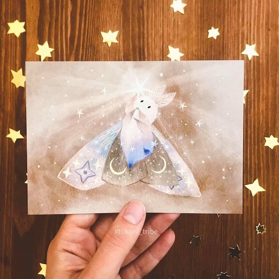 Postcard Set 1 Moth Art Mini Print Illustrated Card | Etsy