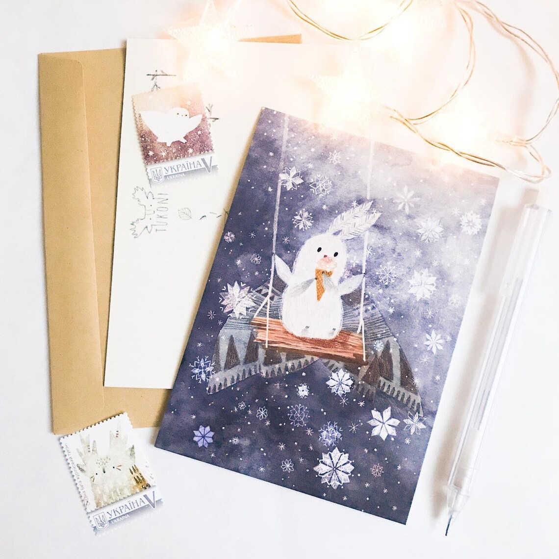 Moth With Ice Cream Postcard Moth Card Magical Art Snowflake | Etsy